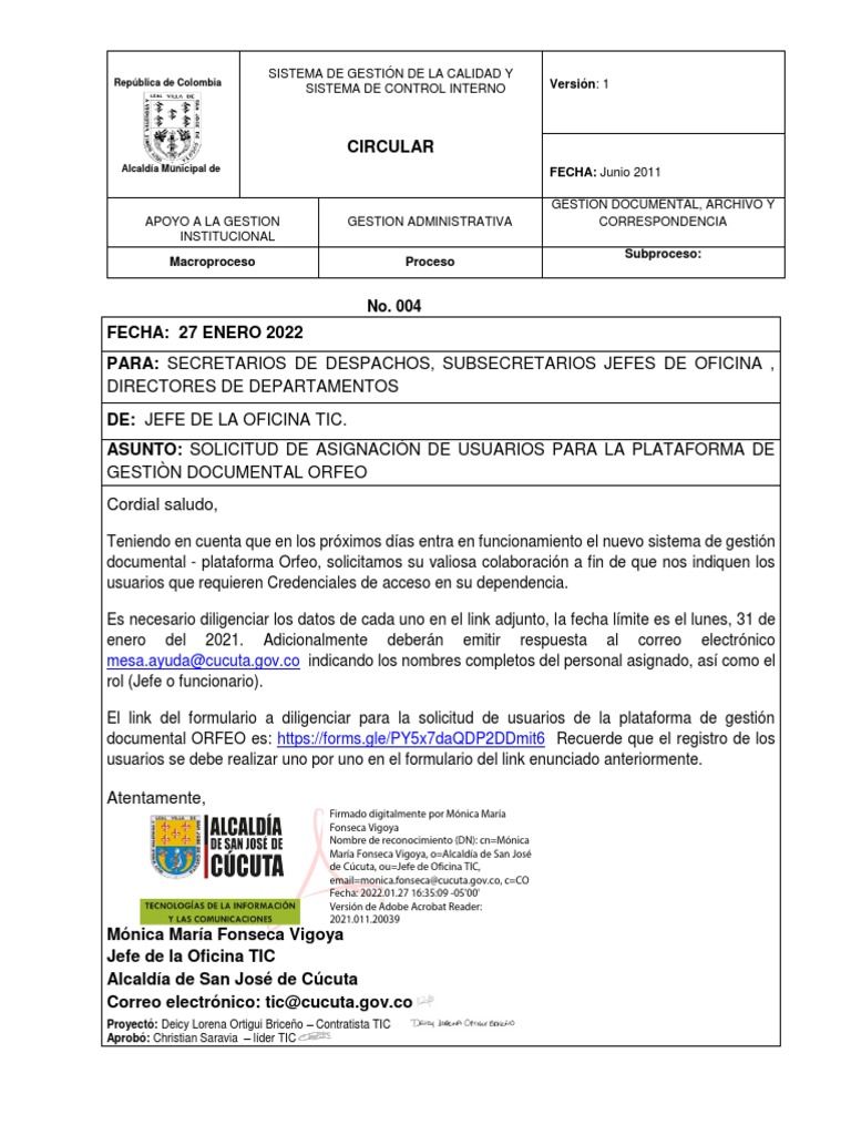 Circular No. 004 | PDF | Informática