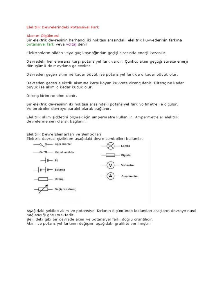 Elektrik Devrelerindeki Potansiyel Fark | PDF