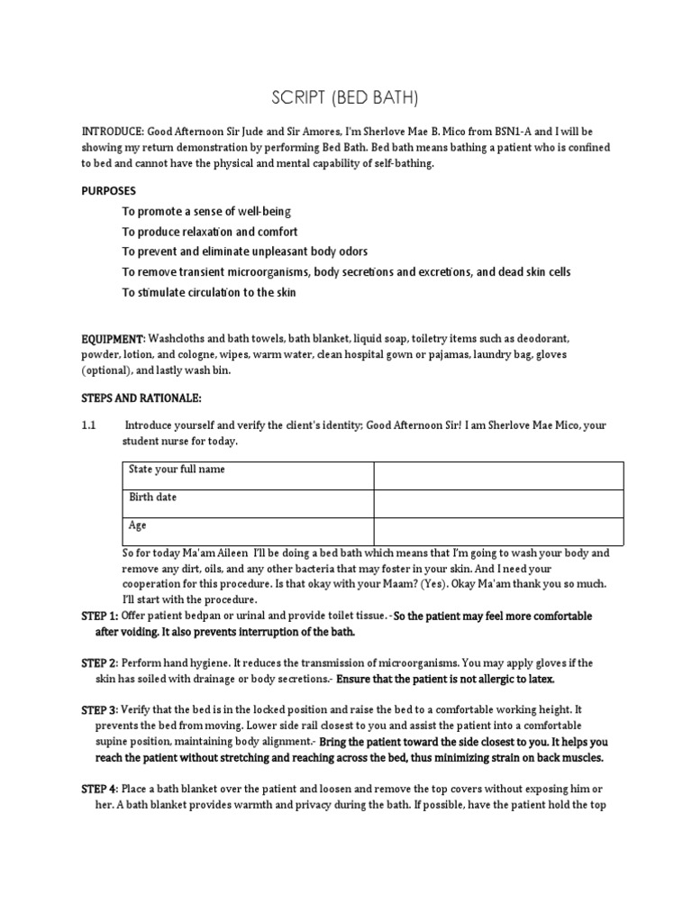 Script Bed Bath Yawa | PDF | Hygiene | Hand Washing