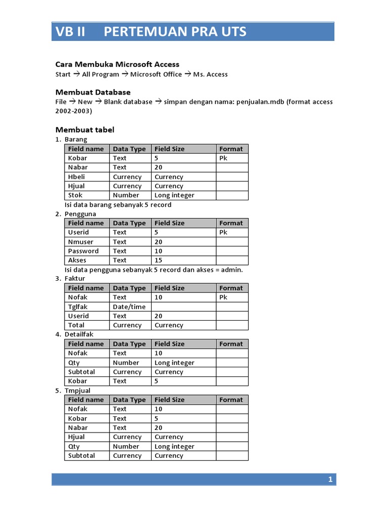 Materi Visual Basic II Pra UTS | PDF