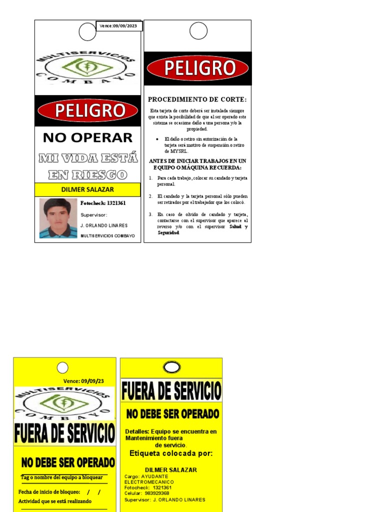 Tarjeta de No Operar M | PDF