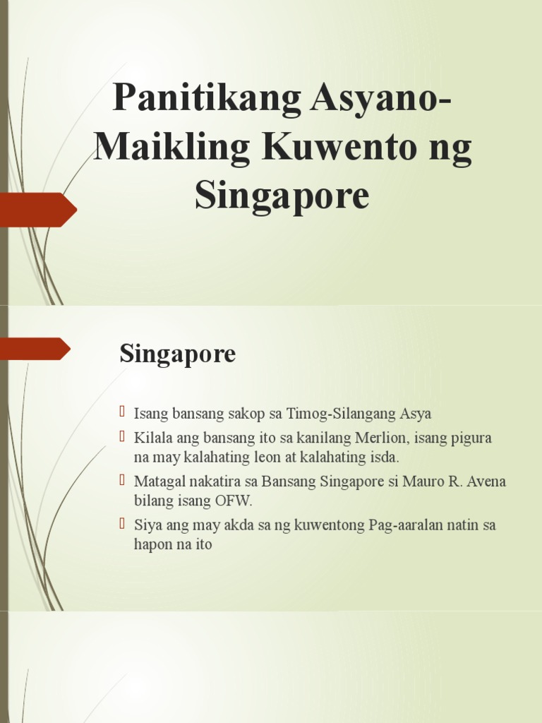 Panitikang Asyano-Maikling Kuwento NG Singapore | PDF