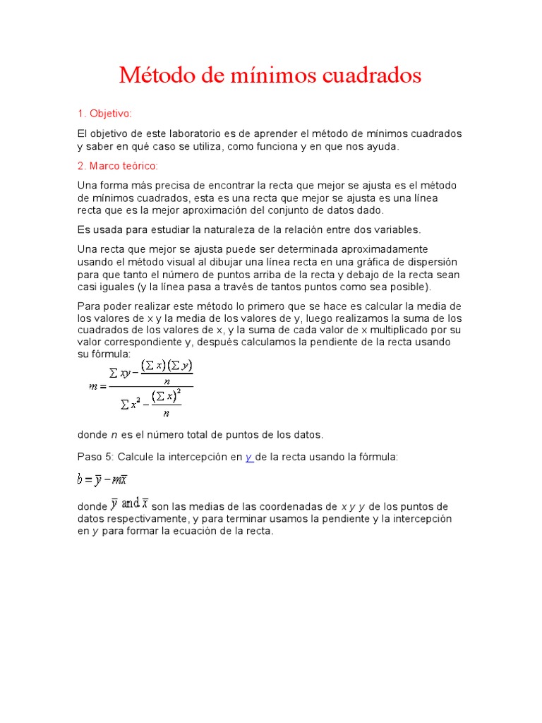 Método de Mínimos Cuadrados Explicado | PDF | Línea (geometría ...