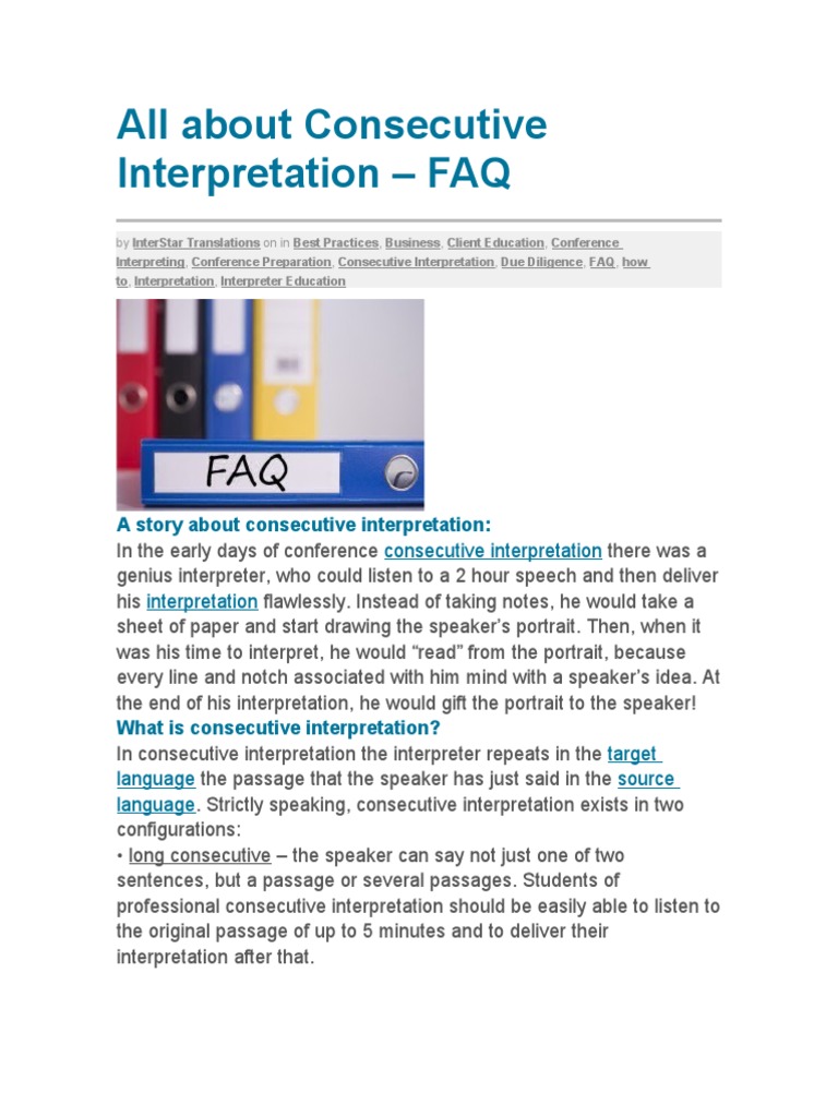 All About Consecutive Interpretation | PDF | Language Interpretation | Translations