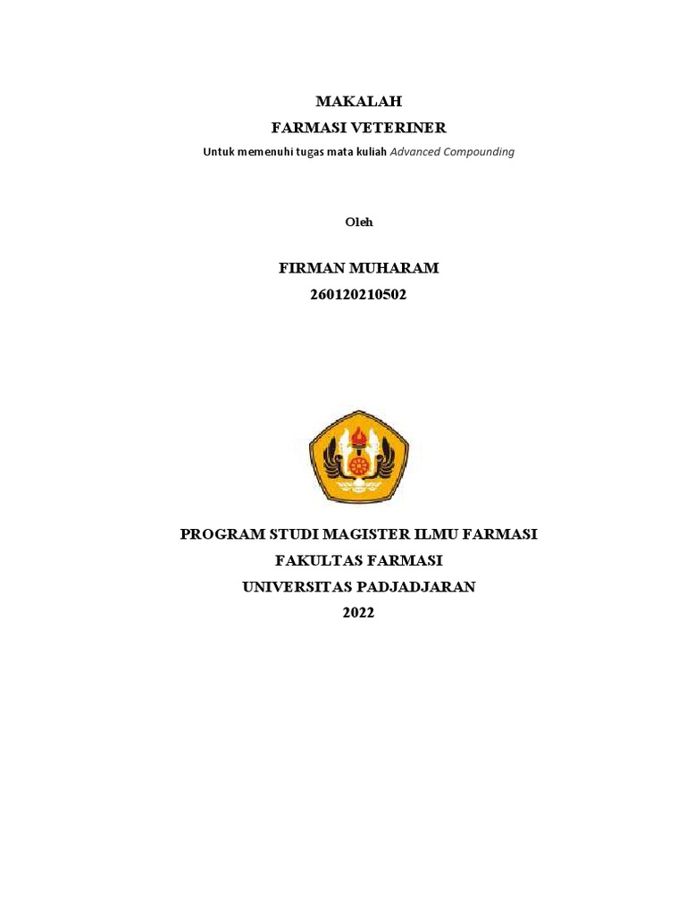 Farmasi Veteriner dan Obat Hewan | PDF