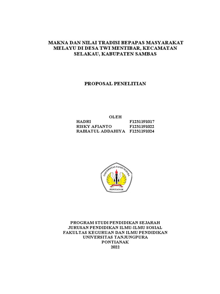 Proposal Makna Dan Nilai Dalam Tradisi Bepapas Masyarakat Melayu Di ...