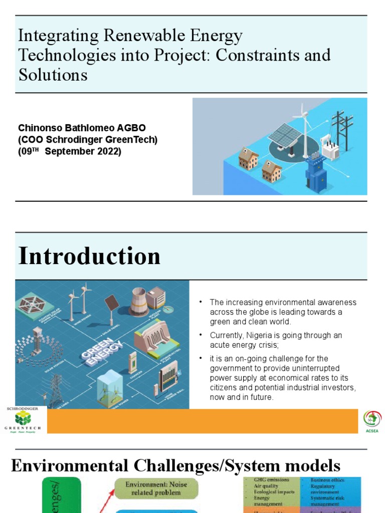 Integrating Renewable Energy Technologies Into Project | PDF ...