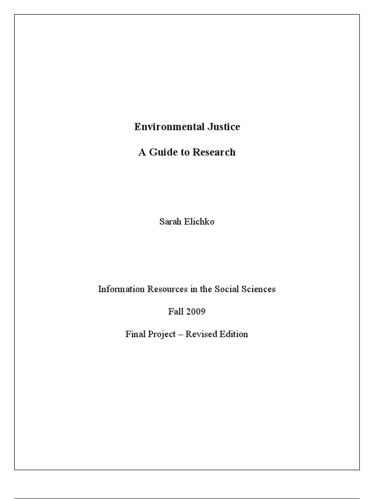 Environmental Justice: A Research Guide | PDF | United States ...
