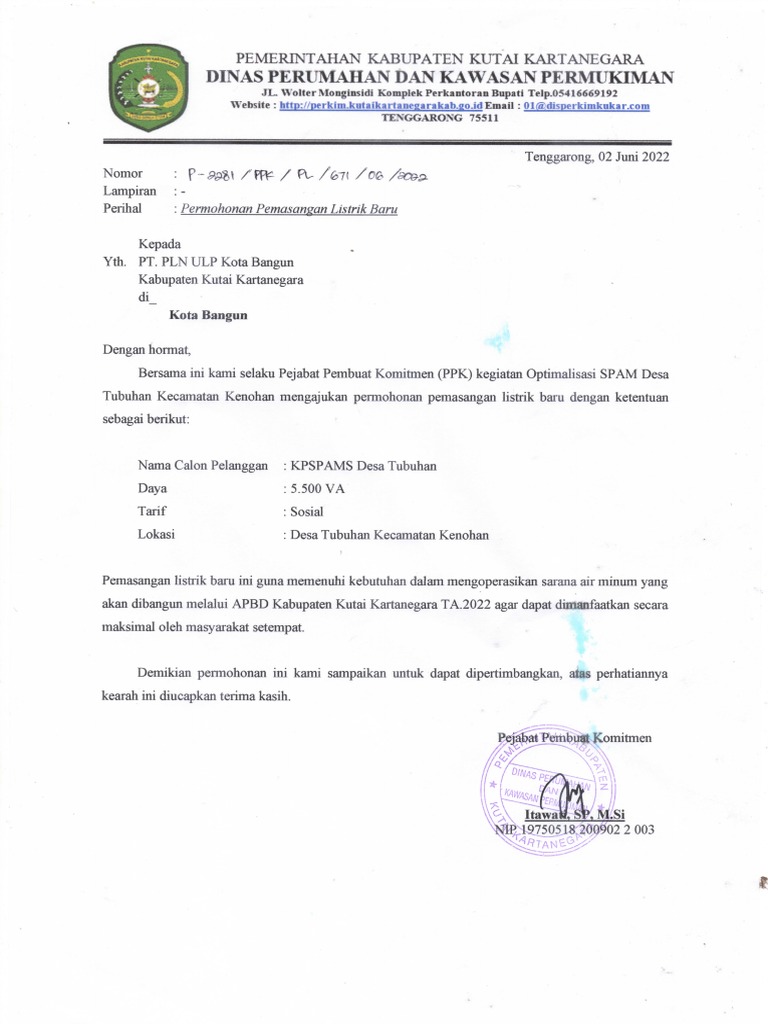 Surat Pln Tubuhan Pdf