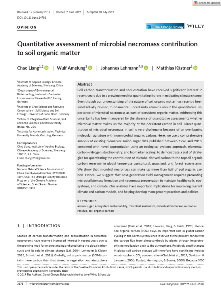 Global Change Biology - 2019 - Liang - Quantitative Assessment of Microbial Necromass ...