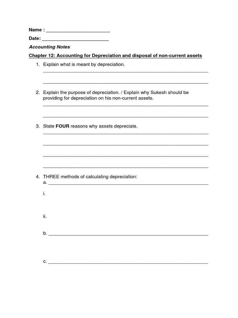 Chapter 12 Depreciation Notes Q | PDF | Depreciation | Business Economics