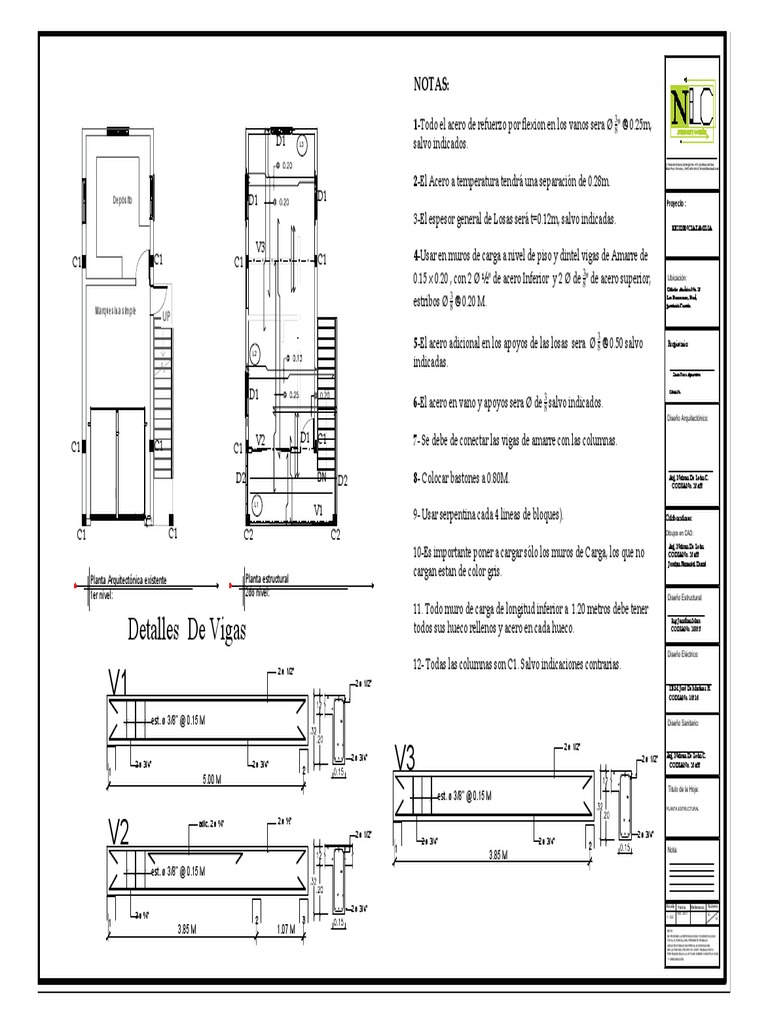 Detalles de Vigas: Notas | PDF | Ingeniería de Edificación | Ingeniero civil