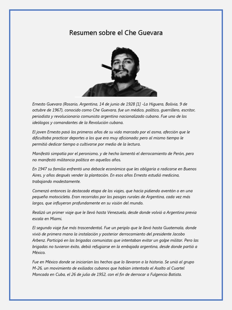 Resumen Sobre El Che Guevara | PDF | Cuba | Che Guevara