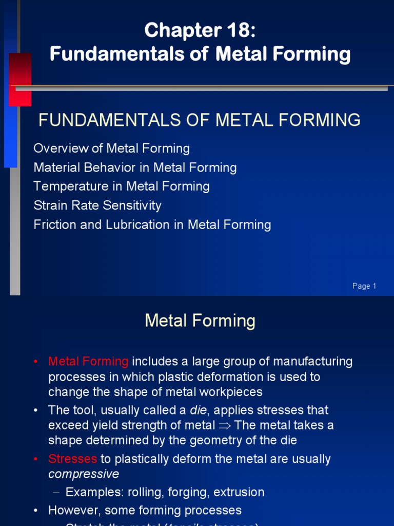 Chapter 18-Fundamentals of Metal Forming | PDF | Deformation ...