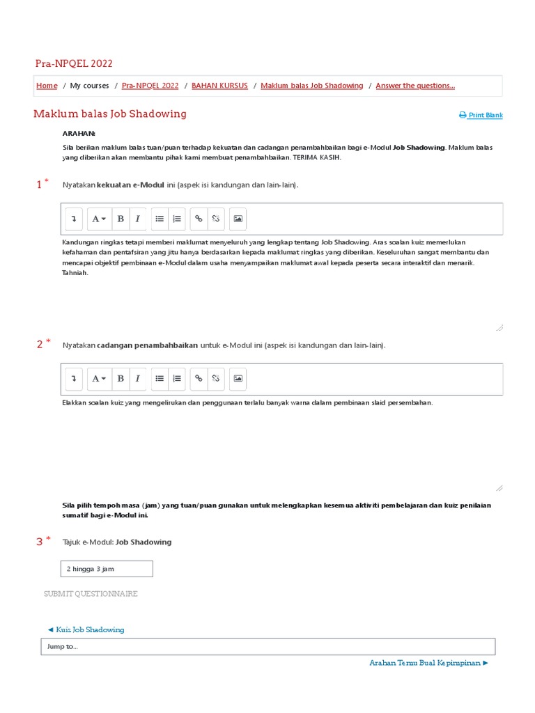 Maklum Balas Job Shadowing | PDF