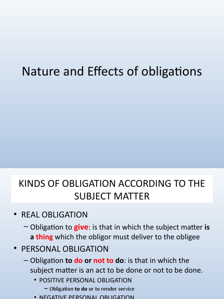 Types and Effects of Obligations | PDF | Legal Remedy | Private Law