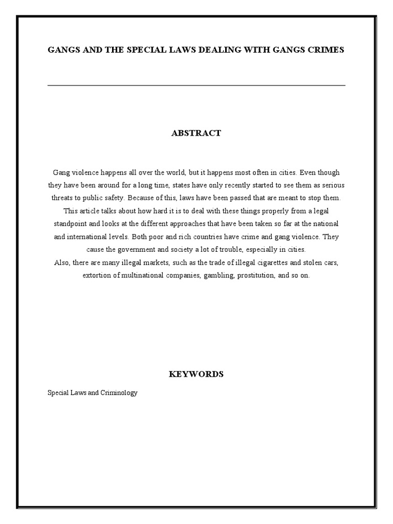 GANGS AND THE SPECIAL LAWS DEALING WITH GANGS CRIMES - Himanshu Goyal ...