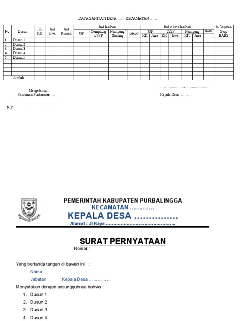 Verifikasi Stop BABS Desa Purbalingga | PDF