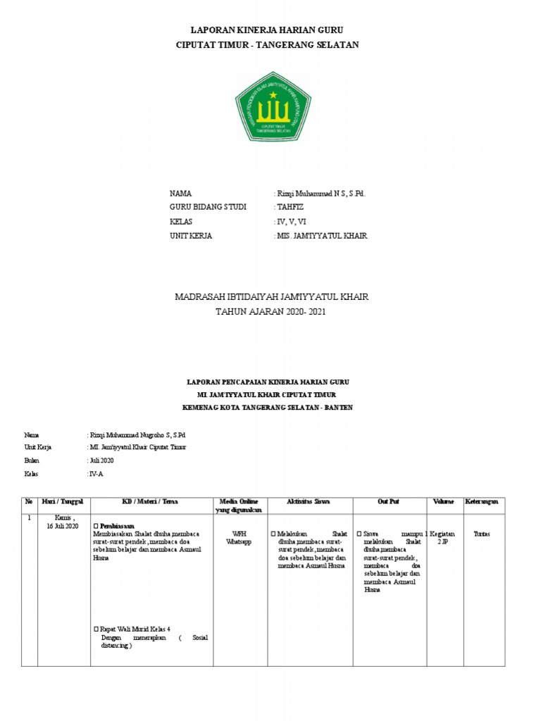 LKH Bulan Juli 2020 | PDF