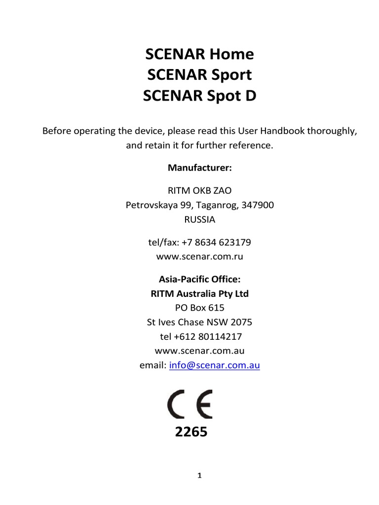 Scenar Personal-Au 19-1-2019 | PDF | Frequency Modulation | Pain