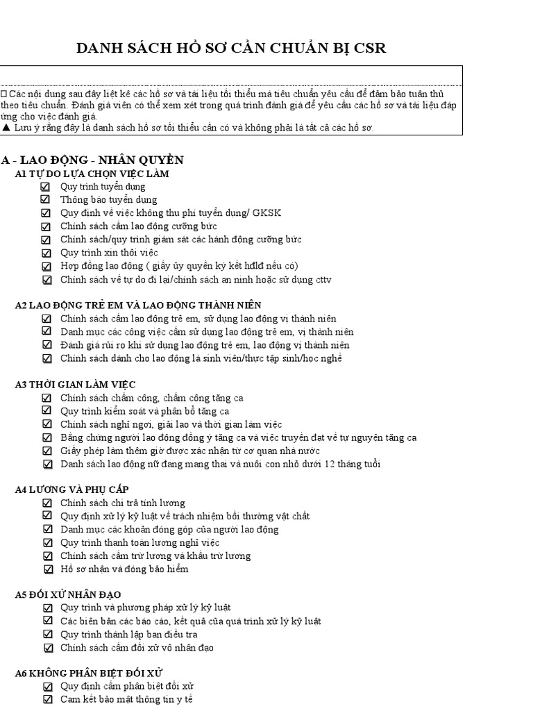 3. Required Document List (CSR) 2020 | PDF