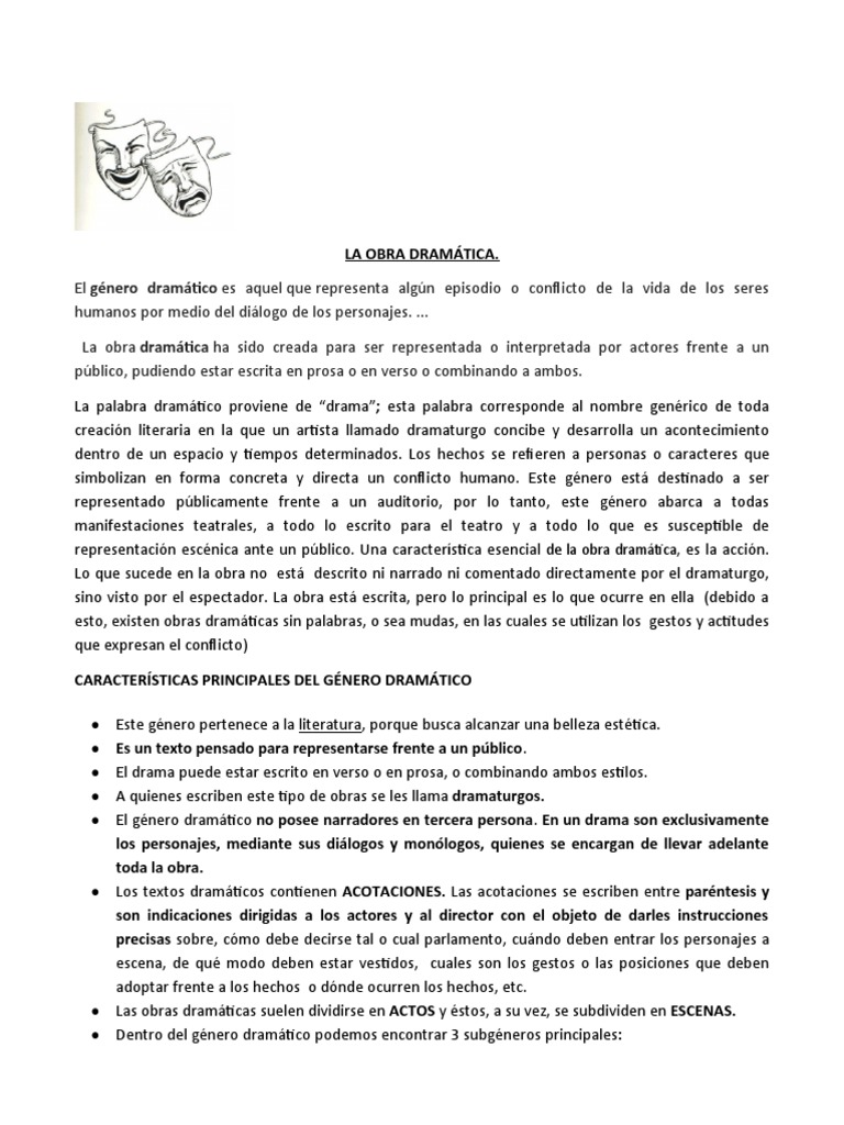 Apuntes Obra Dramatica Pdf Teatro Las Artes