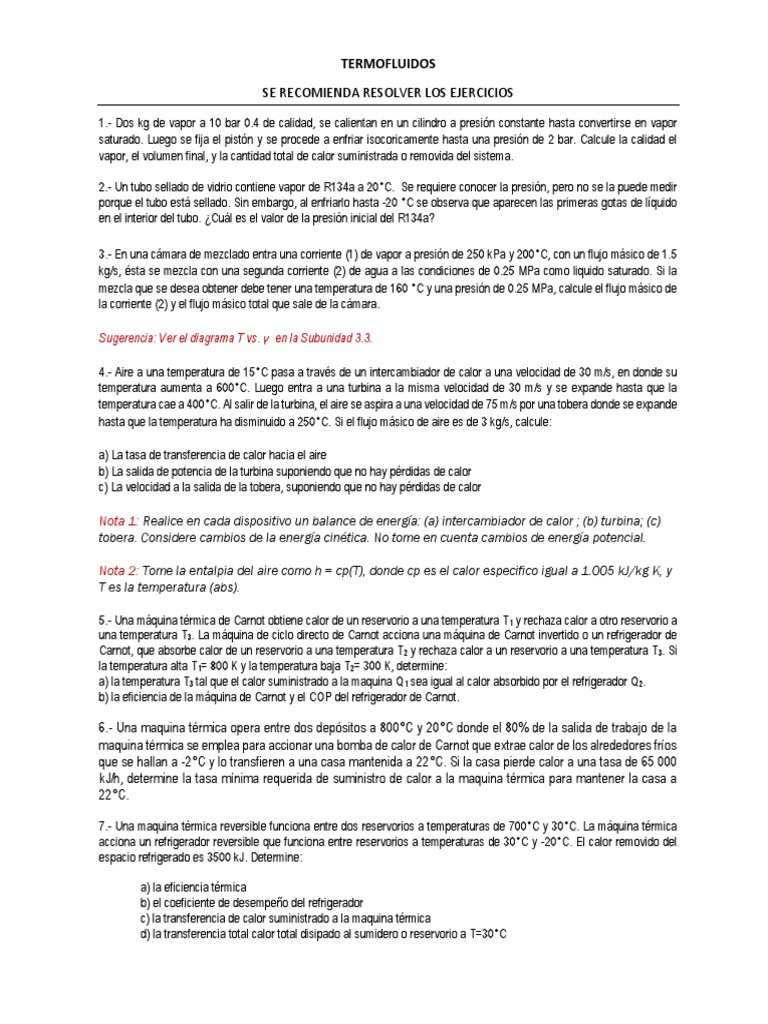 Ejercicios Varios | PDF | Calor | Temperatura