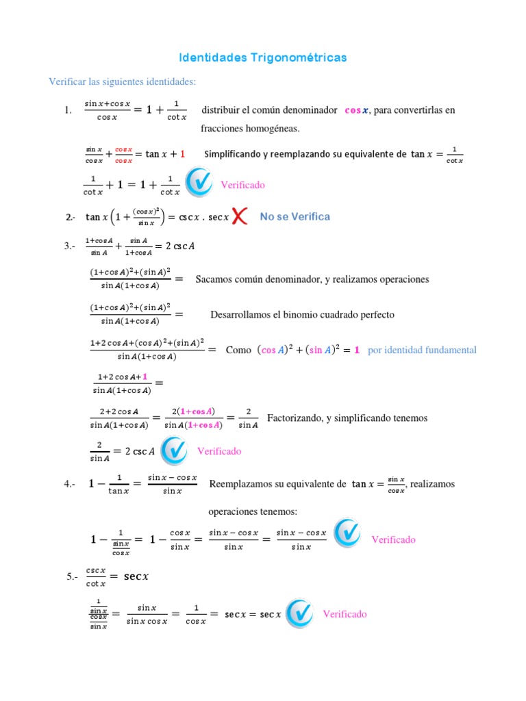 Identidades Trigonométricas | PDF | Matemáticas | Matemática Elemental