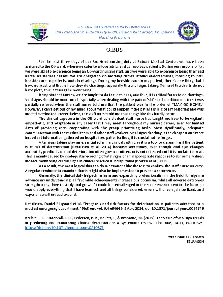 GIBBS | PDF | Nursing | Patient