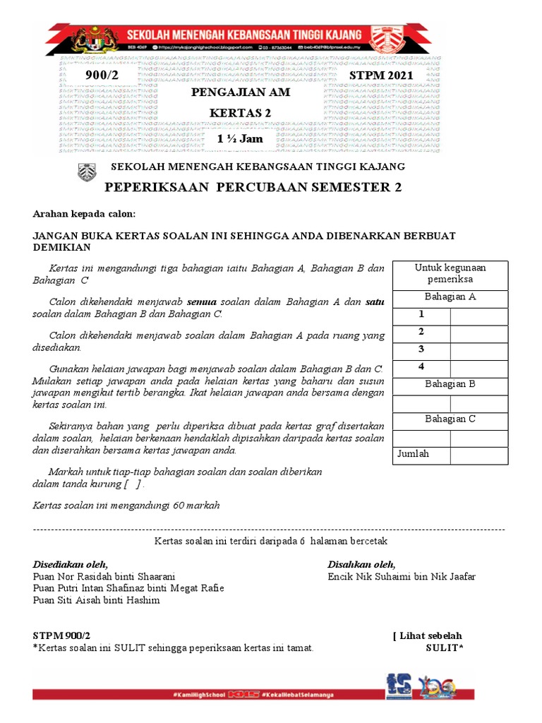 (P.Am) Soalan Percubaan Sem 2 | PDF