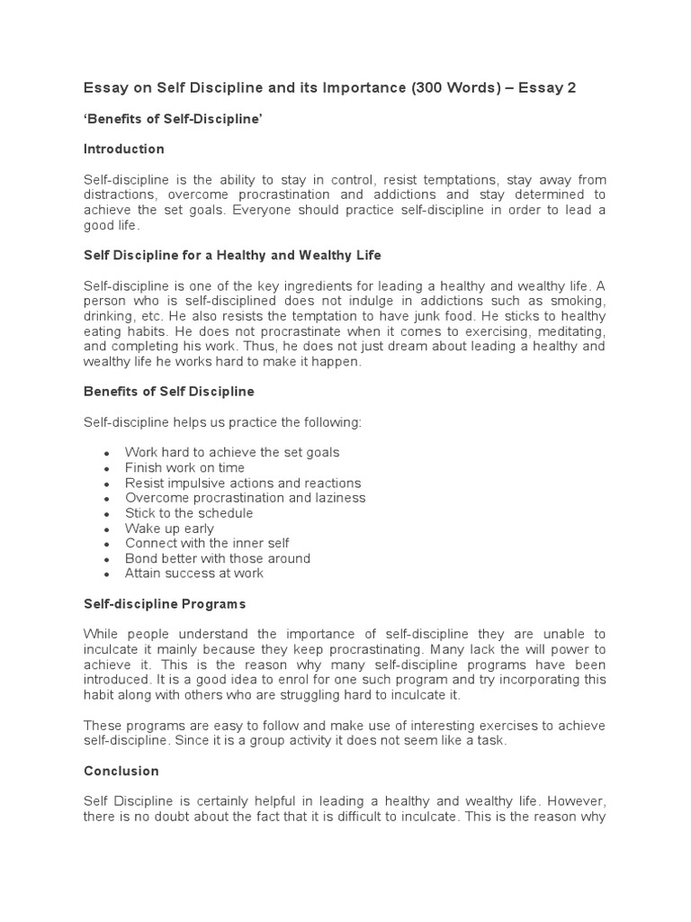 Activity 9 Test Essay On Self Discipline | PDF | Disciplines ...