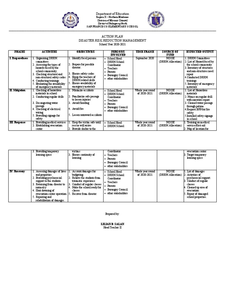 DRRM ACTION PLAN 2020 | PDF | Emergency Management | Emergency
