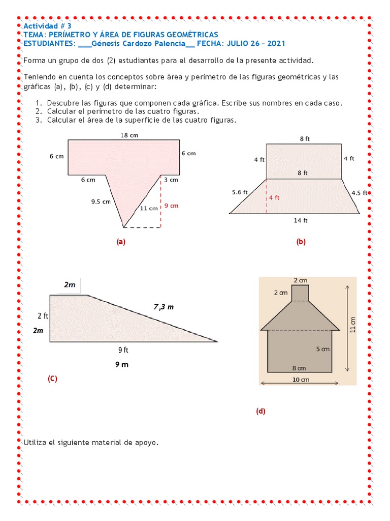 Perimetro y Area de Figuras Geometricas Act | Descargar gratis PDF | Geometría Elemental ...