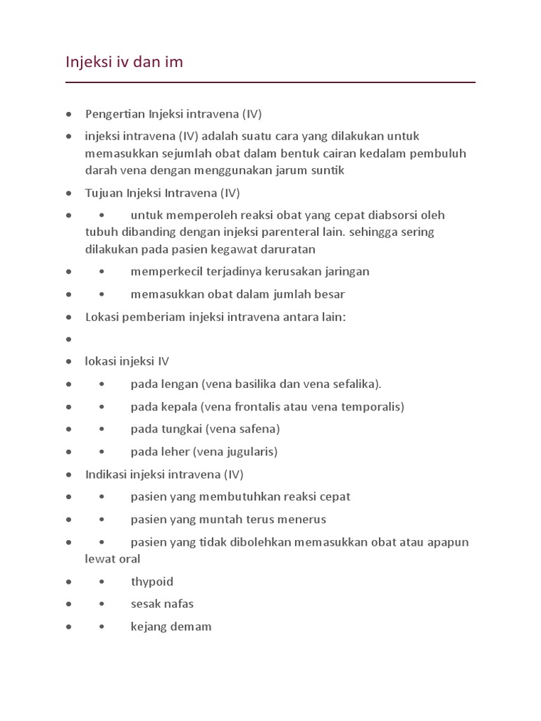 Injeksi IV Dan Im | PDF | Sains & Matematika
