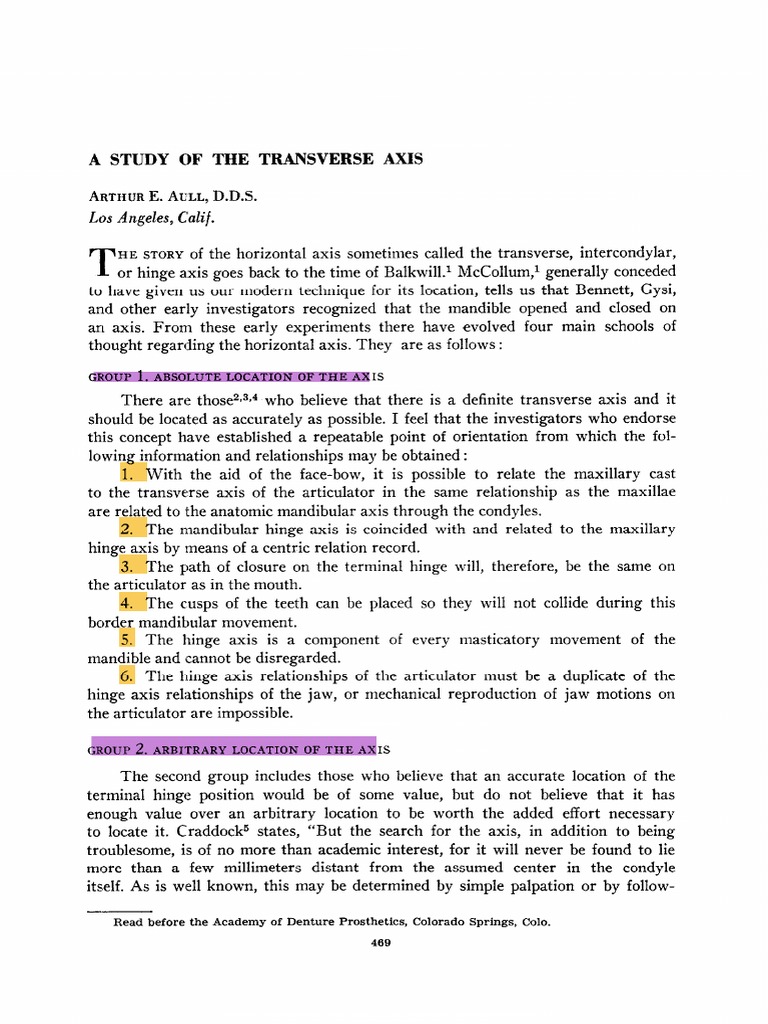 Aull. A Study of The Transverse Axis. (1963) | PDF | Rotation Around A ...