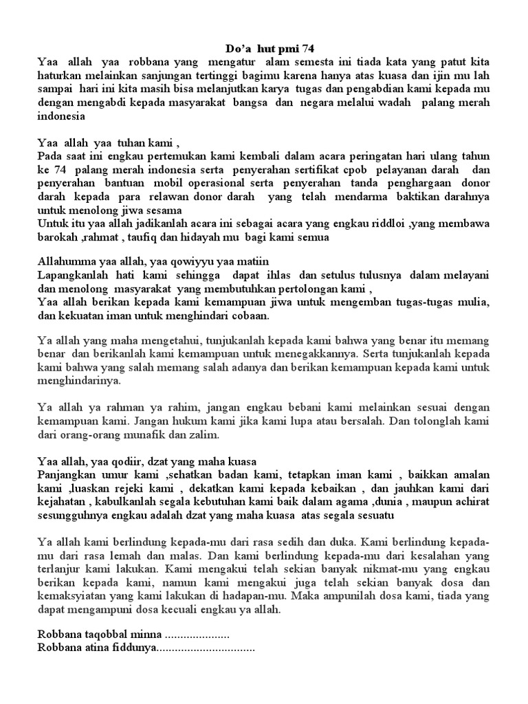 Doa Hut Pmi | PDF | Agama & Spiritualitas