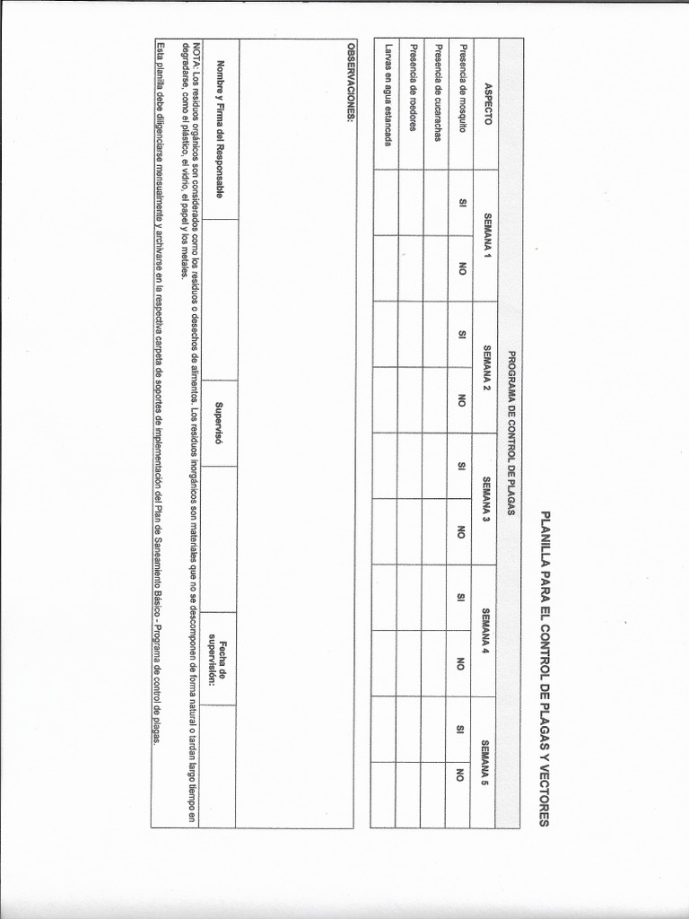 Formatos Limpieza y Desinfeccion, Planillas Salud | PDF