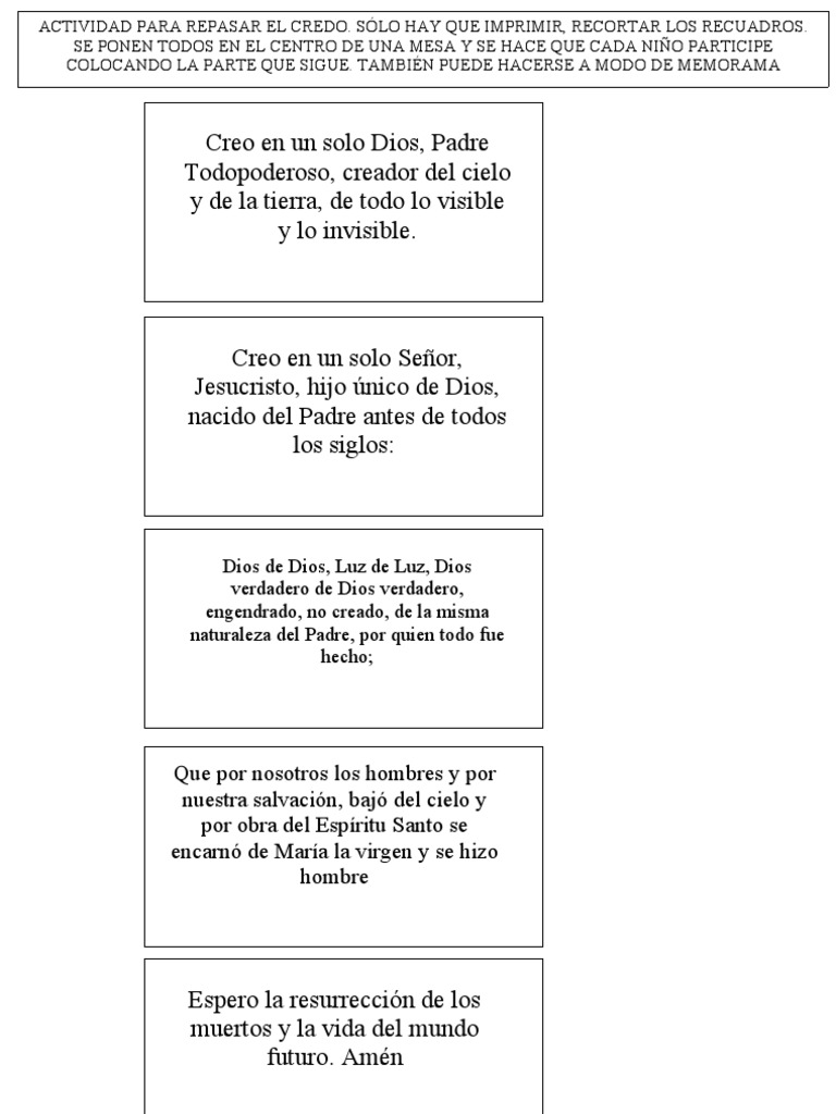 Credo Católico para Niños: Imprimible | PDF