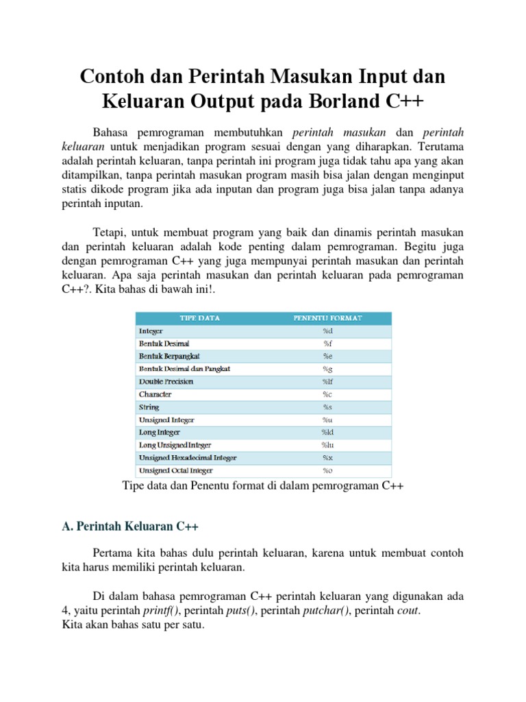 Input Dan Output Dalam C++ | PDF