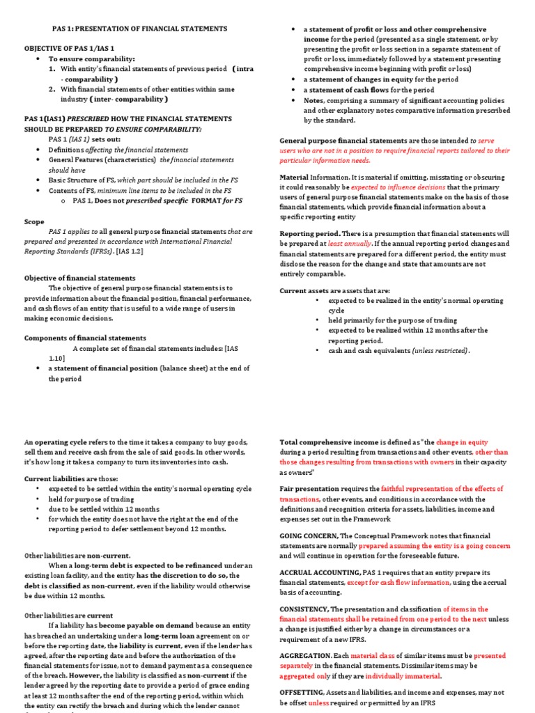 Pas 1 | PDF | Financial Statement | International Financial Reporting ...