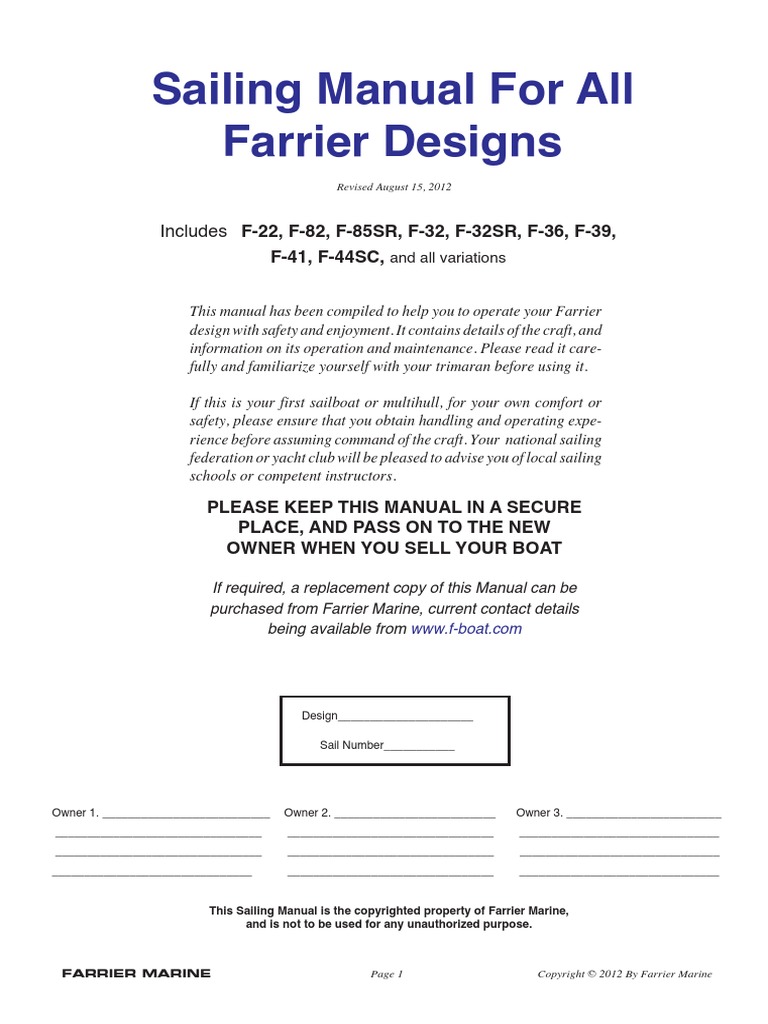 Farrier 2012 Sailing Manual | PDF | Mast (Sailing) | Trailer (Vehicle)