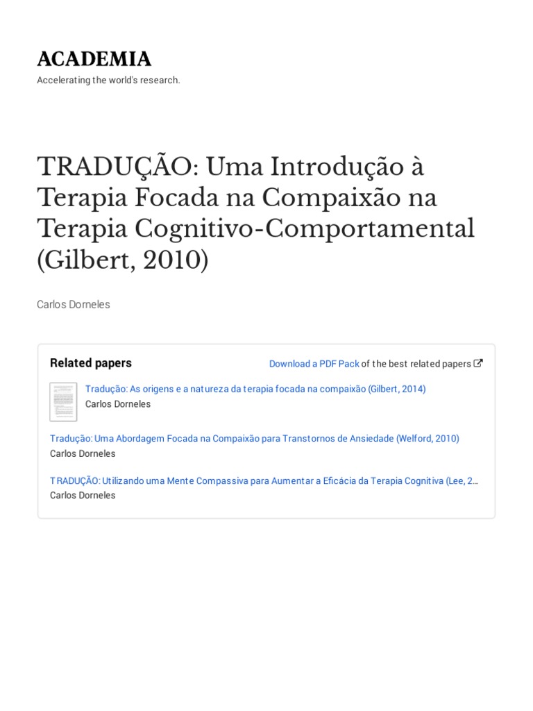 UMA INTRODUCAO A TERAPIA FOCADA NA COMPAIXAO NA TERAPIA COGNITIVO ...