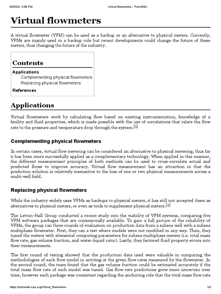 Virtual Flowmeters - PetroWiki | PDF | Flow Measurement | Science