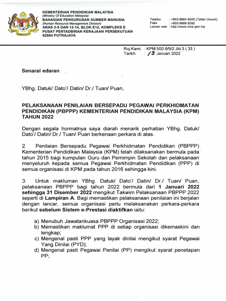 Pelaksanaan PBPPP KPM Tahun 2022 | PDF