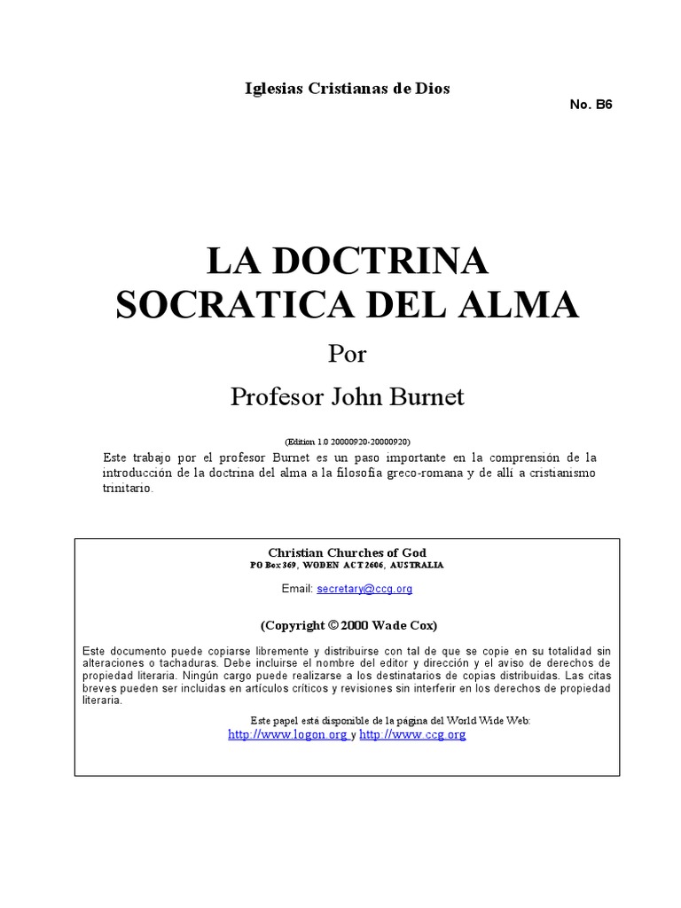 Jhon Burnett - La Doctrina Socrática Del Alma | PDF | Sócrates ...