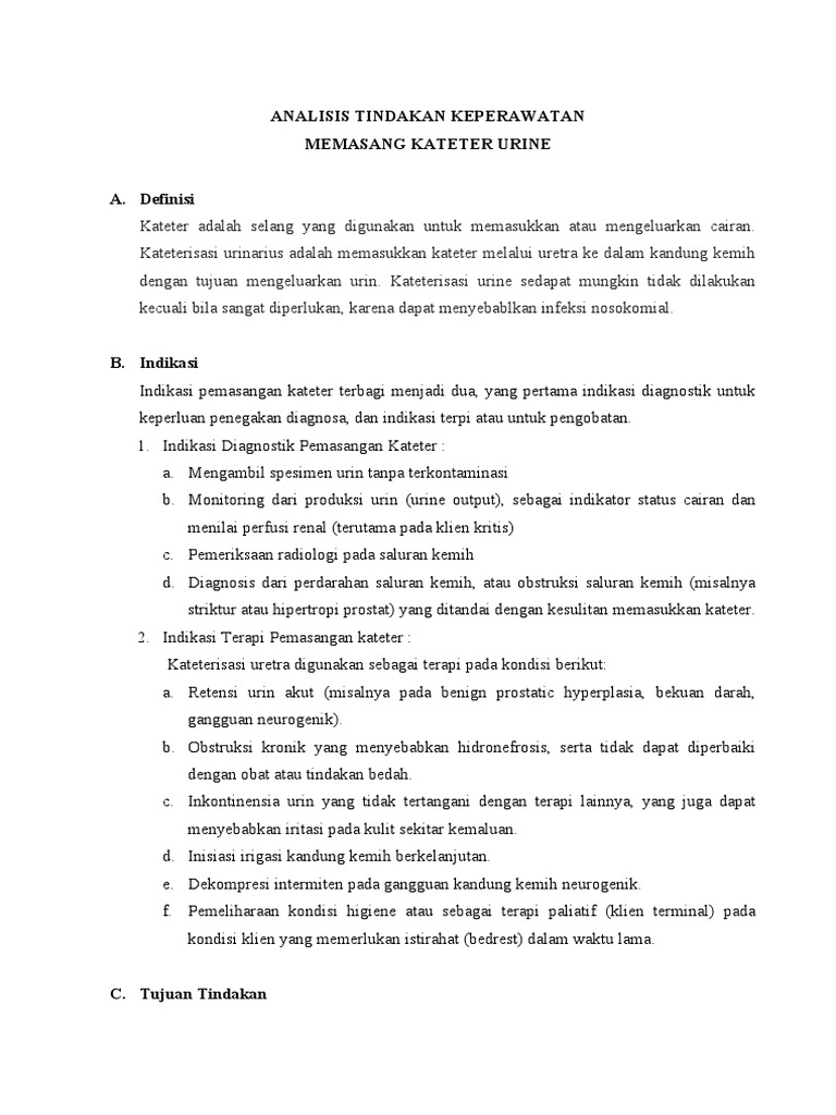 Analisis Tindakan Pemasangan Dower Catheter Urine | PDF