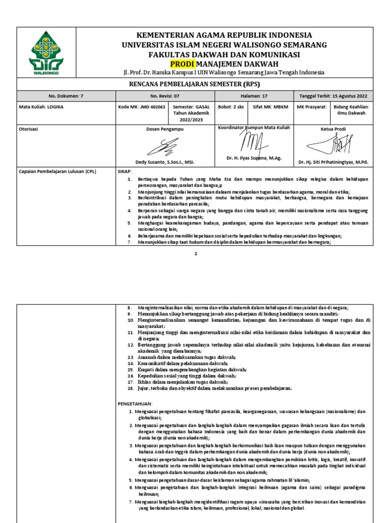 RPS LOGIKA GASAL 2022-2023 Dedy | PDF