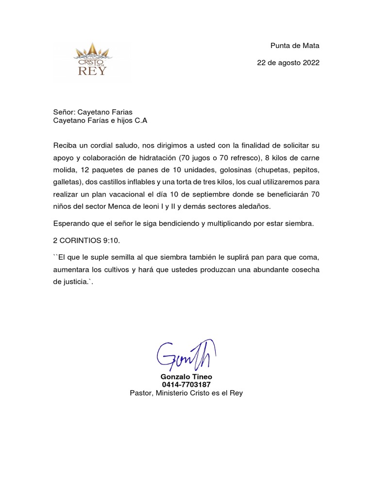 Carta Plan Vacacional | PDF | Ingredientes de comida | Cocina occidental