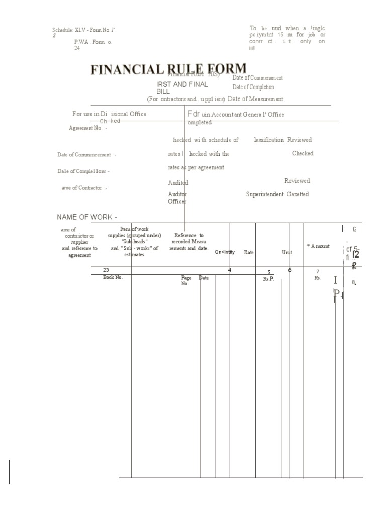 First and Final Bill Form Template | PDF | Payments | Services (Economics)