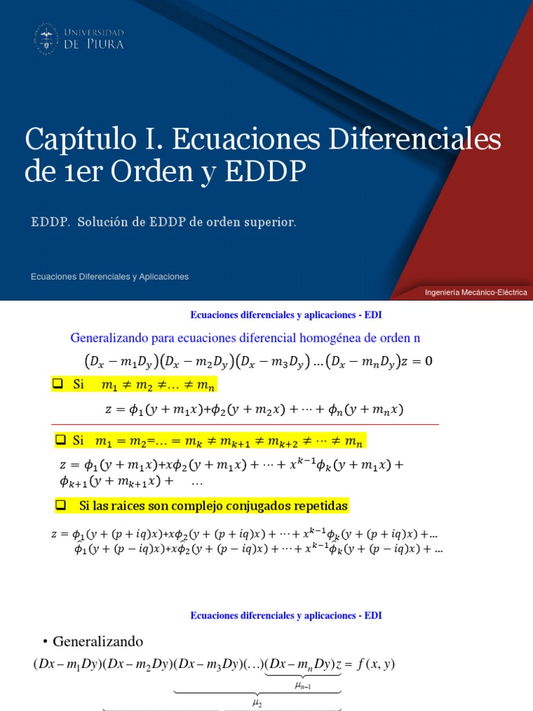 EDDP y Orden Superior | PDF | Ecuaciones | Ecuaciones diferenciales